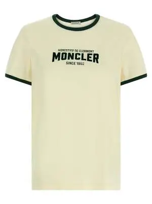 Moncler Moncler Women Flocked Logo T-Shirt Cream