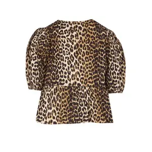 GANNI Leopard Peplum Shirt