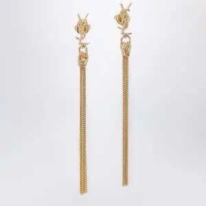 Saint Laurent Saint Laurent Cassandre Pendant Earrings In Gold-Tone Metal Women Silver