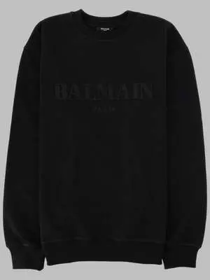 Balmain Felpa Ricamata Effetto Vintage - Black