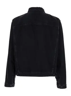 Dsquared2 Black Jacket With Classic Collar And Embossed Logo On The Front In Denim