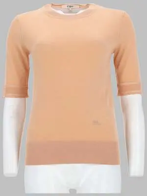 Chloé Pullover A Maniche Corte In Maglia Di Lana - Pink