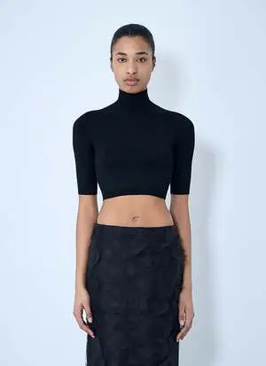 Max Mara High-neck Cropped Knit Top