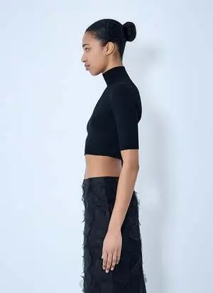 Max Mara High-neck Cropped Knit Top