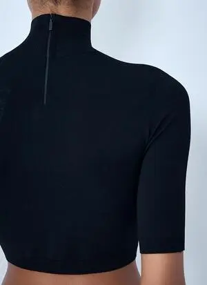 Max Mara High-neck Cropped Knit Top