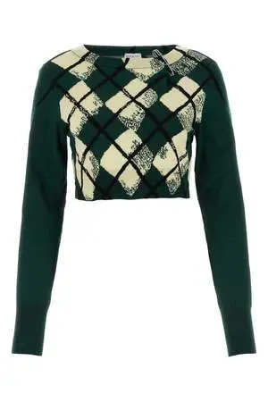 Burberry Cotton Argyle Sweater - Green