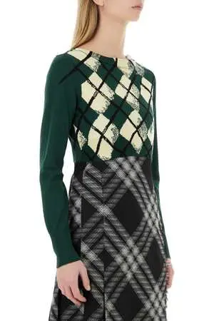 Burberry Cotton Argyle Sweater - Green