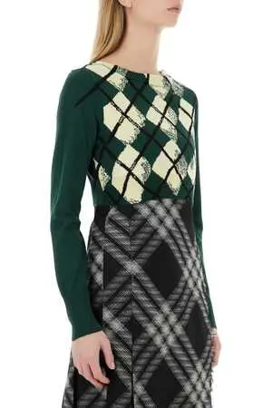Burberry Cotton Argyle Sweater - Green