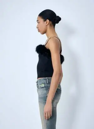 Balenciaga Faux Fur Strap Top