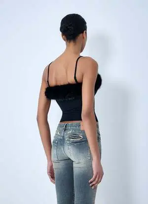 Balenciaga Faux Fur Strap Top