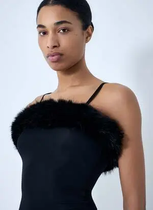 Balenciaga Faux Fur Strap Top