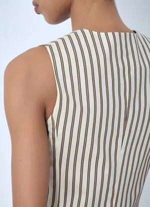 Max Mara Striped Buttoned Waistcoat - Cream