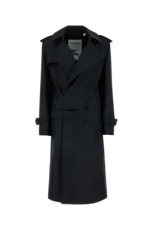 Burberry Silk Blend Trench Coat - Black