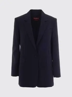 Max Mara Virgin Wool Single Breasted Blazer - Blue