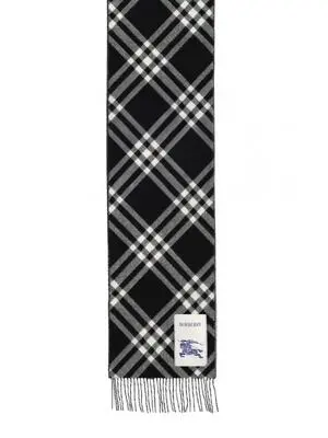 Burberry Sciarpa In Cashmere Check - Black