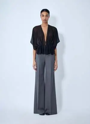 Max Mara Sheer Button-front Blouse - Black