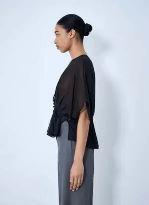 Max Mara Sheer Button-front Blouse - Black