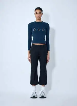 Balenciaga Star Embroidered Ribbed Top