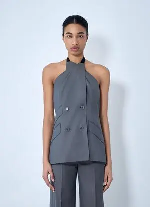 Max Mara Double-breasted Halter Neck Top - Gray