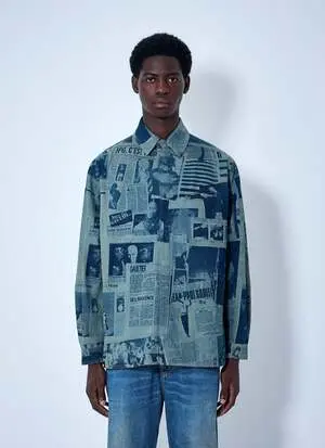 JEAN PAUL GAULTIER Printed Cotton Poplin Shirt - Blue