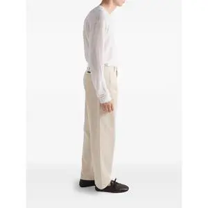 Prada Neutrals Trousers Wide-leg Trousers - Cream