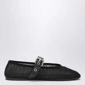 Miu Miu Fabric Ballet Flats With Buckle - Black