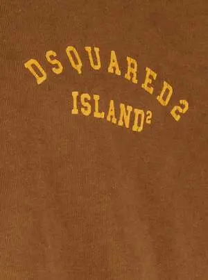 Dsquared2 Crew Neck T-shirt With Logo Print On The Front In Cotton For - Brown