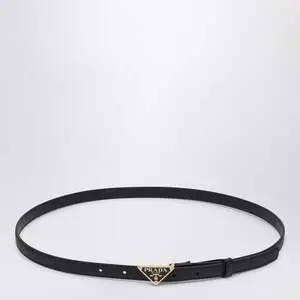 Prada Saffiano Leather Belt With Triangle Logo - Black