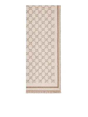 Gucci Double Side Gg Wool Scarf - Cream