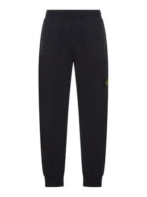 Stone Island Cotton Joggers With Compass Logo - Black