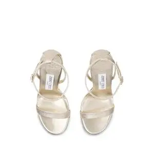JIMMY CHOO Metallic Leather Platform Stiletto Sandals