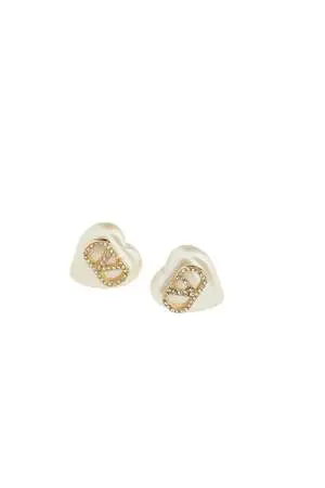 Valentino Garavani Heart Pearl Earrings With Vlogo - Multicolor