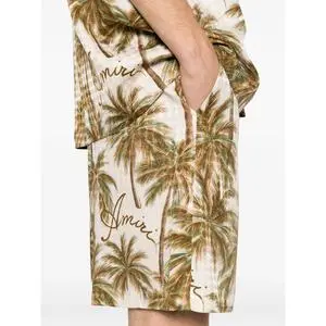 Amiri Palm Tree Print Deck Shorts - Cream