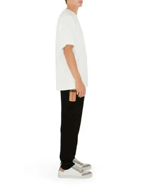 Burberry Cotton Jogging Trousers With Check Inserts