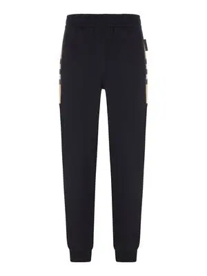 Burberry Cotton Jogging Trousers With Check Inserts - Black