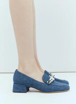 Miu Miu Crystal Embellished Denim Pumps