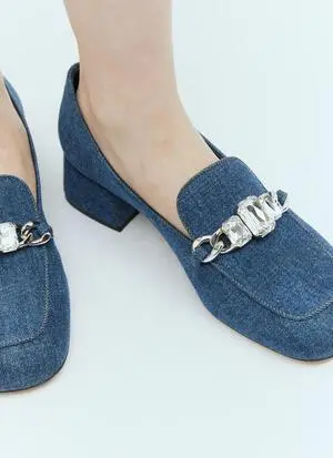 Miu Miu Crystal Embellished Denim Pumps