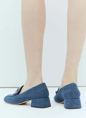 Miu Miu Crystal Embellished Denim Pumps