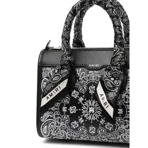 Amiri Leather Bandana Print Satchel Cross Body Bag - Black