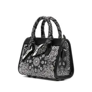 Amiri Leather Bandana Print Satchel Cross Body Bag - Black