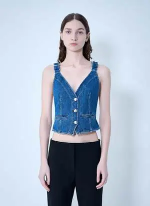 Sportmax Buttoned Denim Vest - Blue