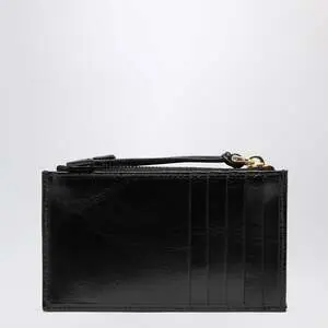 Prada Zip Card Holder In Polished Calf Leather - Black