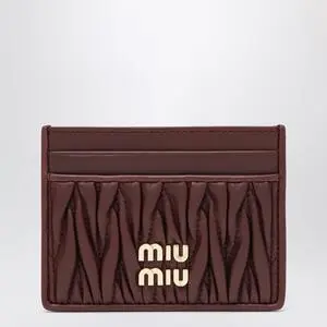 Miu Miu Miu Miu Bordeaux Matelasse Nappa Card Holder Women Red