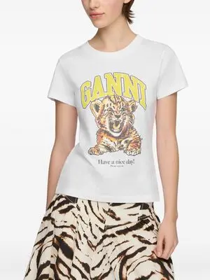 GANNI Printed Cotton T-shirt