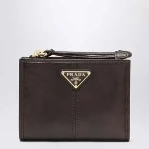 Prada Small Dark Leather Wallet - Brown