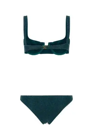 Oseree Petrol Blue Nylon Blend Bikini