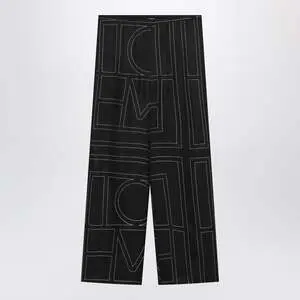 TOTEME Toteme Black Monogram Silk Pajama Trousers Women Black