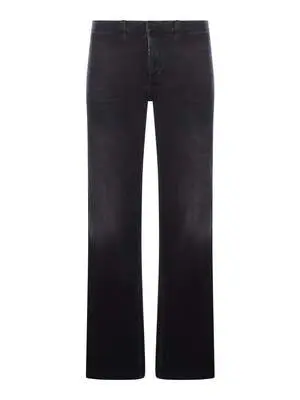 Gucci Cotton Denim Trousers With Web Ribbon - Black