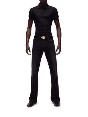Gucci Cotton Denim Trousers With Web Ribbon
