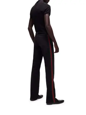Gucci Cotton Denim Trousers With Web Ribbon - Black